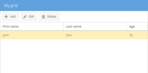 A button in the header of an Ext JS grid action column